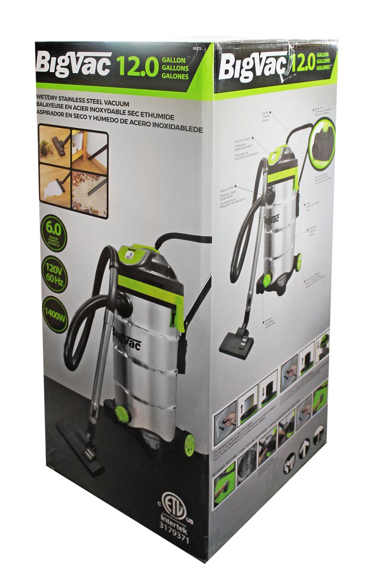 55272- Big Vac 12 Gallon Stainless Steel Vacuum – Trademark Industries Inc